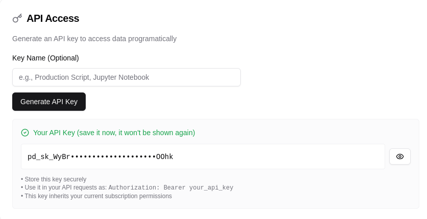 Generating an API Key - Polydata Docs